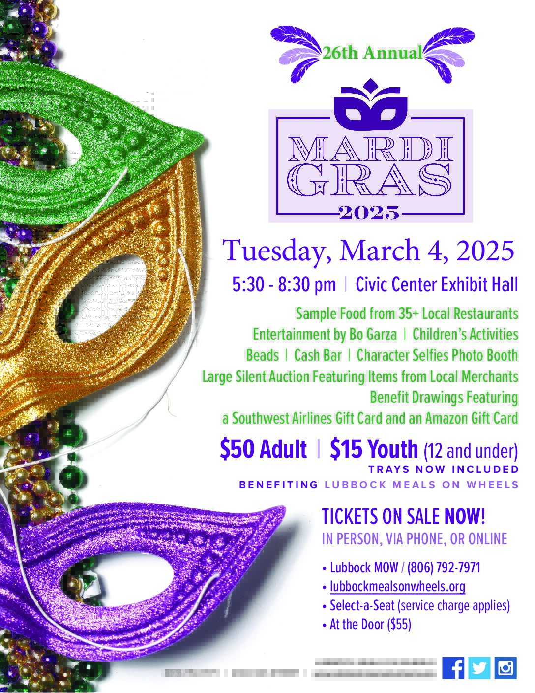 Lubbock Meals on Wheels 26th Annual Mardi Gras @ Lubbock Memorial Civic ...
